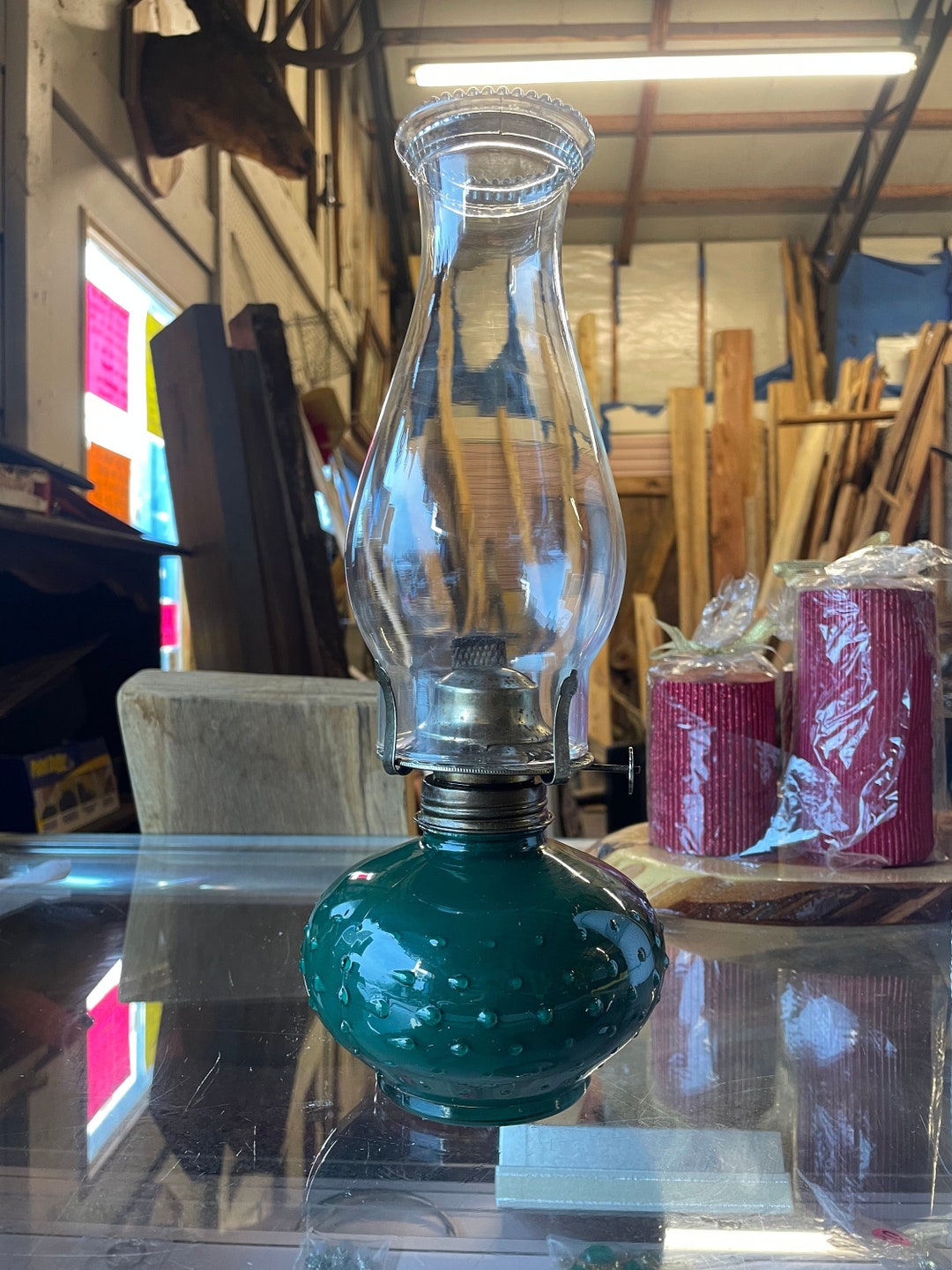 Vintage Hobnail Base Oil Lamp - Etsy