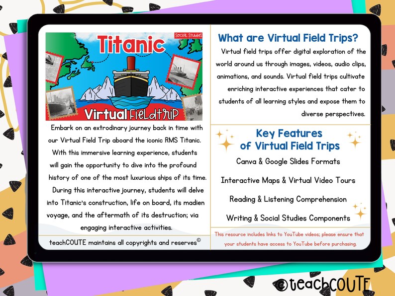 RMS Titanic Virtual Field Trip, Titanic Virtual Tour, Social Studies ...