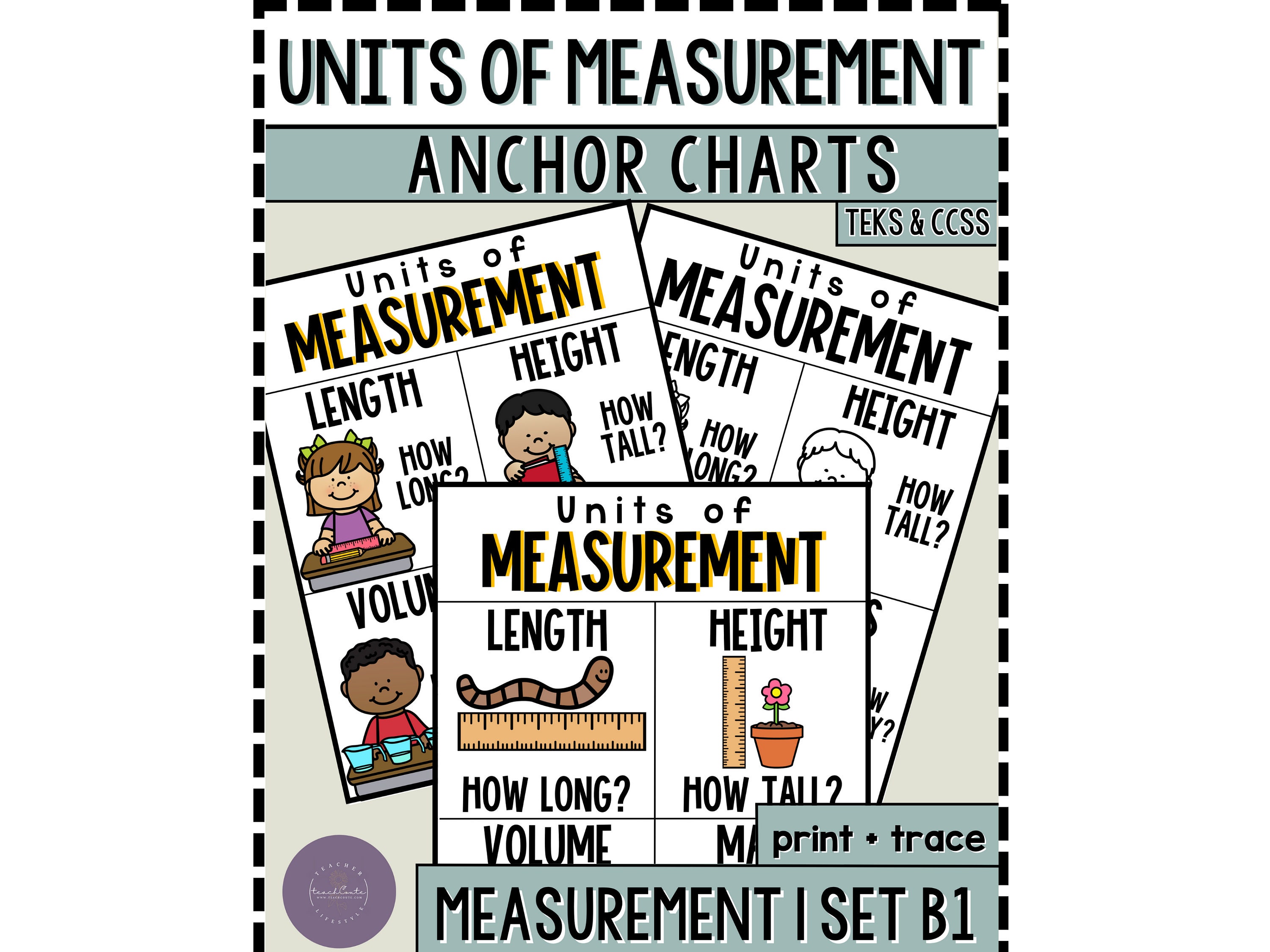 Units of Measurement Set B Printable Anchor Charts, Measurement Anchor ...