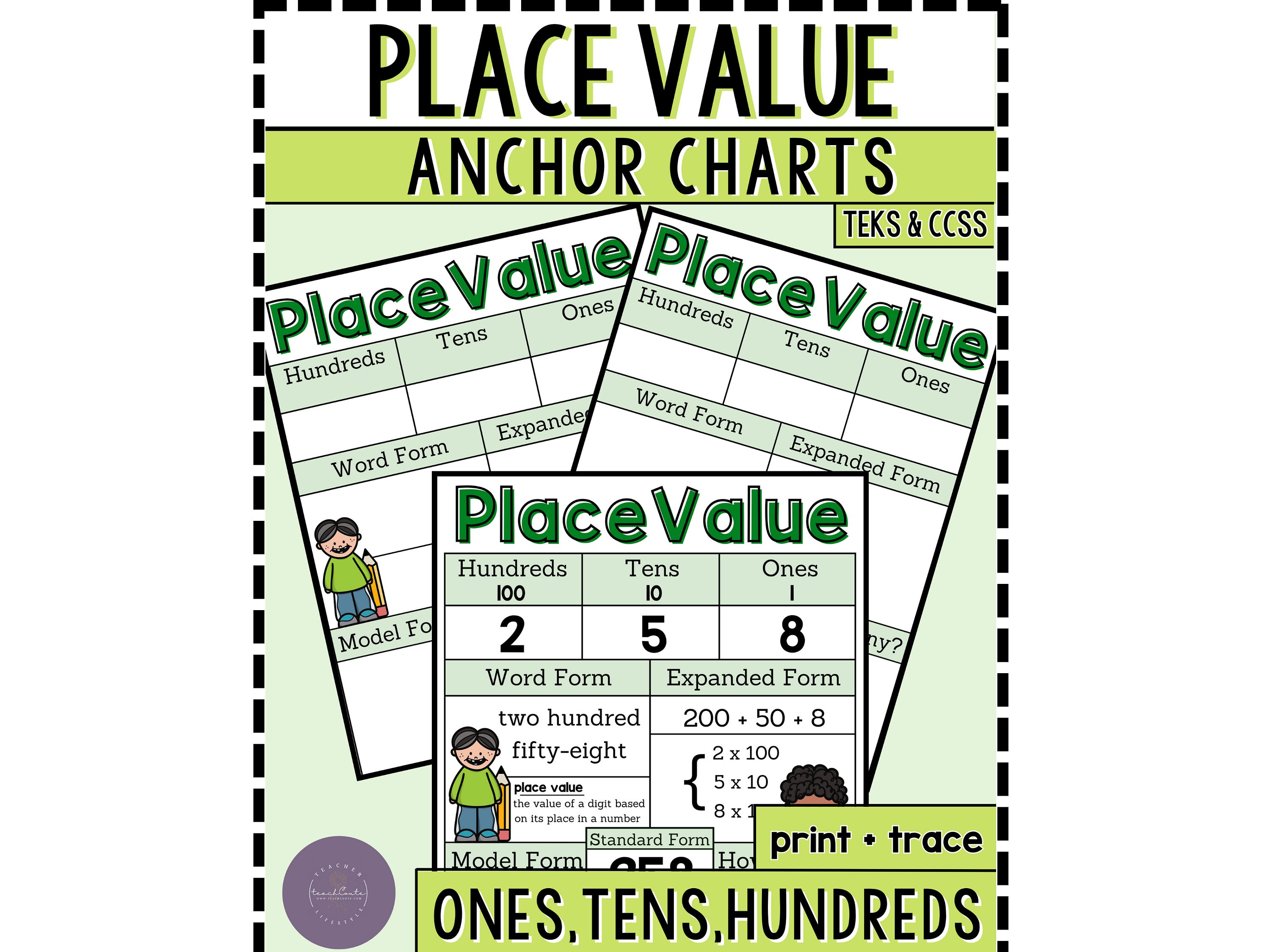 Place Value Set A Printable Anchor Chart Templates, Place Value Set A ...