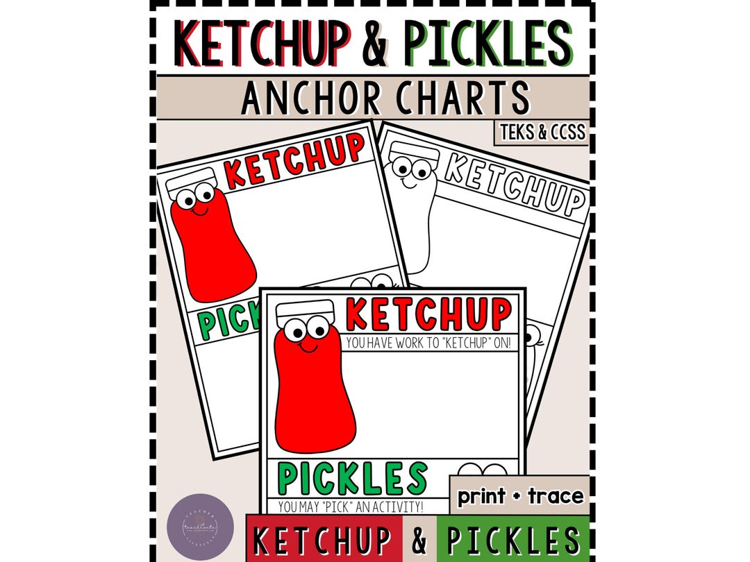 Ketchup & Pickles Printable Anchor Chart Templates, Classroom ...