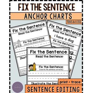 Fix the Sentence Printable Anchor Chart Templates, Sentence Writing ...