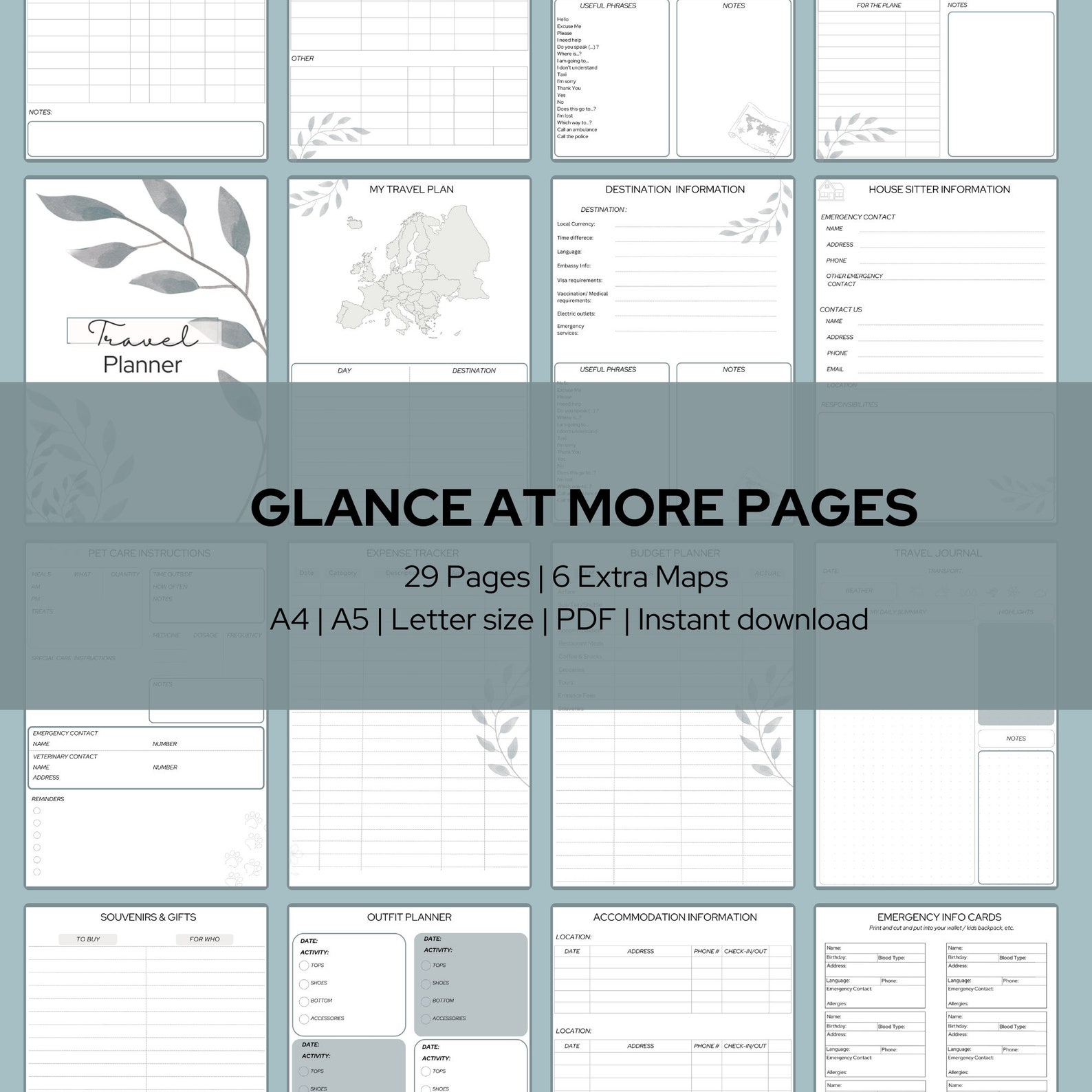 Floral Printable TRAVEL PLANNER, Family Travel, Vacation Planner ...