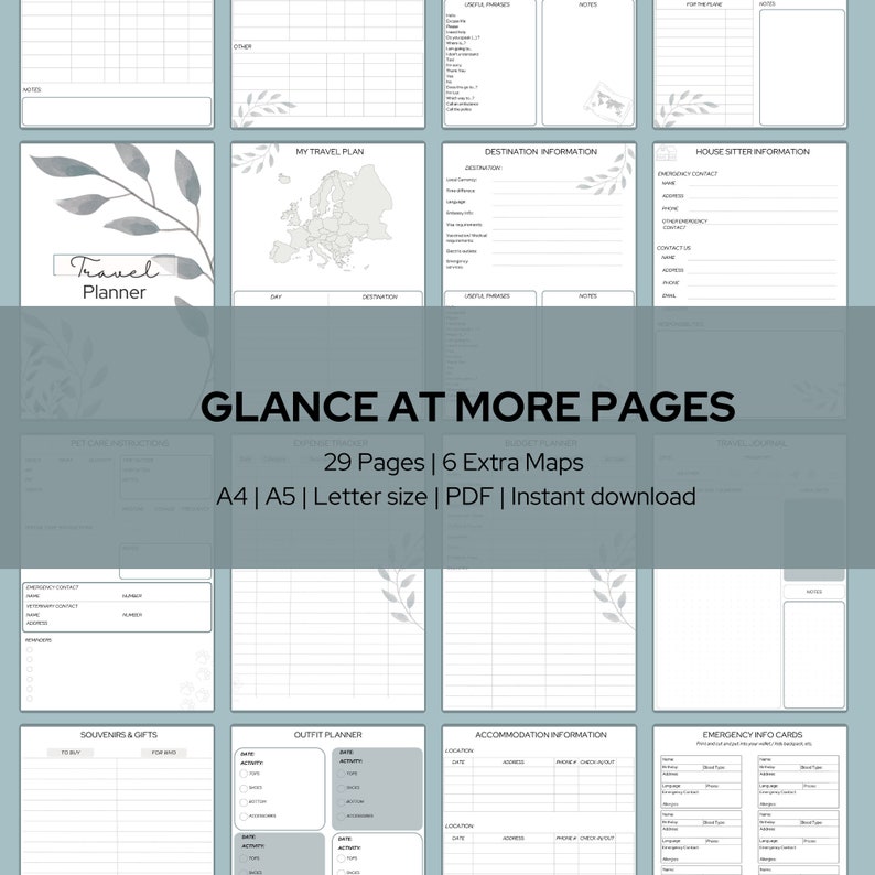 Floral Printable TRAVEL PLANNER, Family Travel, Vacation Planner ...