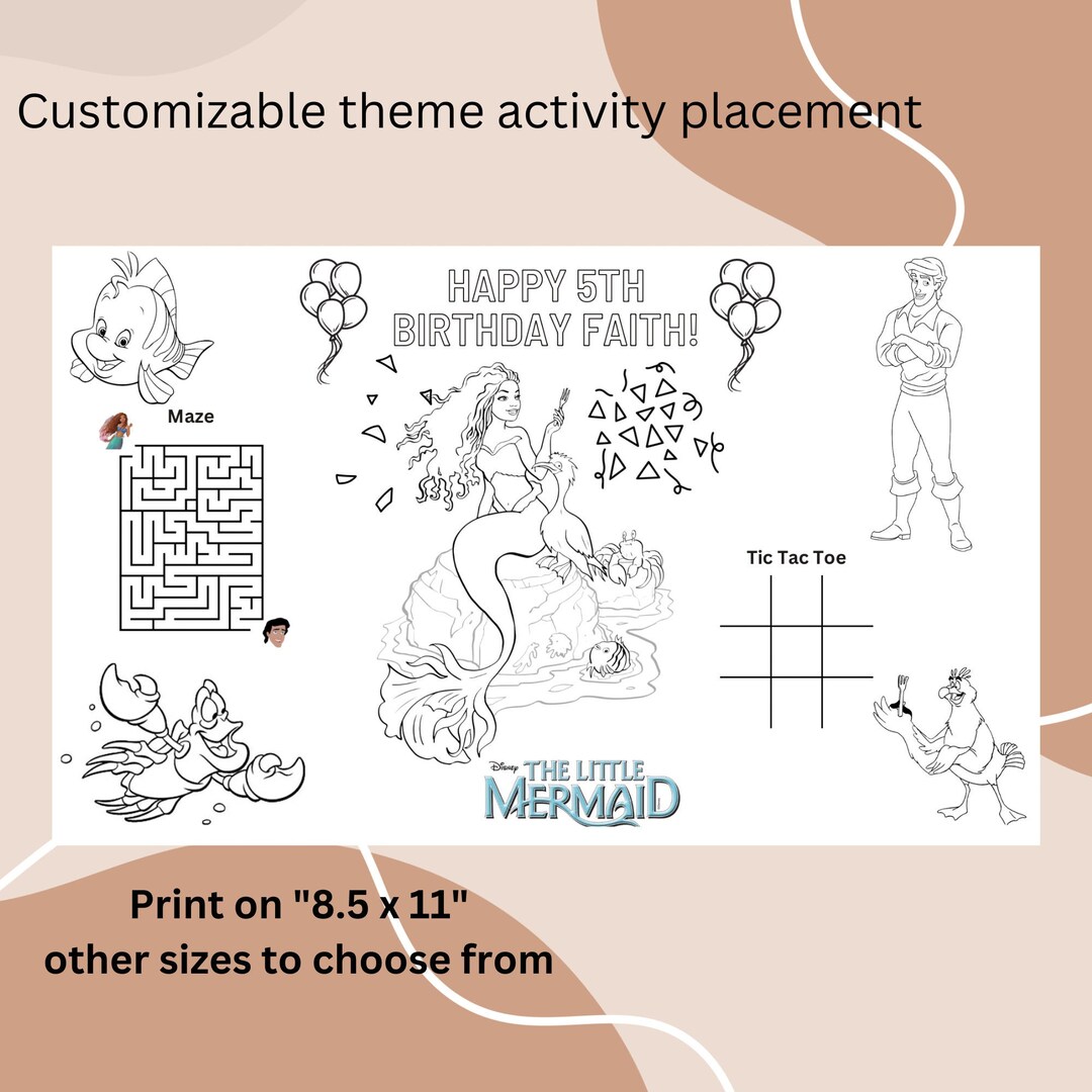 Birthday Party Coloring Placemat DIGITAL | Party Activity | Kids ...