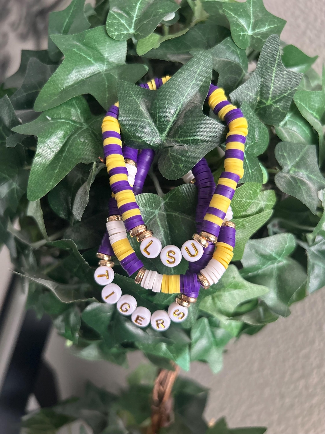LSU Tigers Beaded Bracelet Stack: Louisiana State University Game Day ...