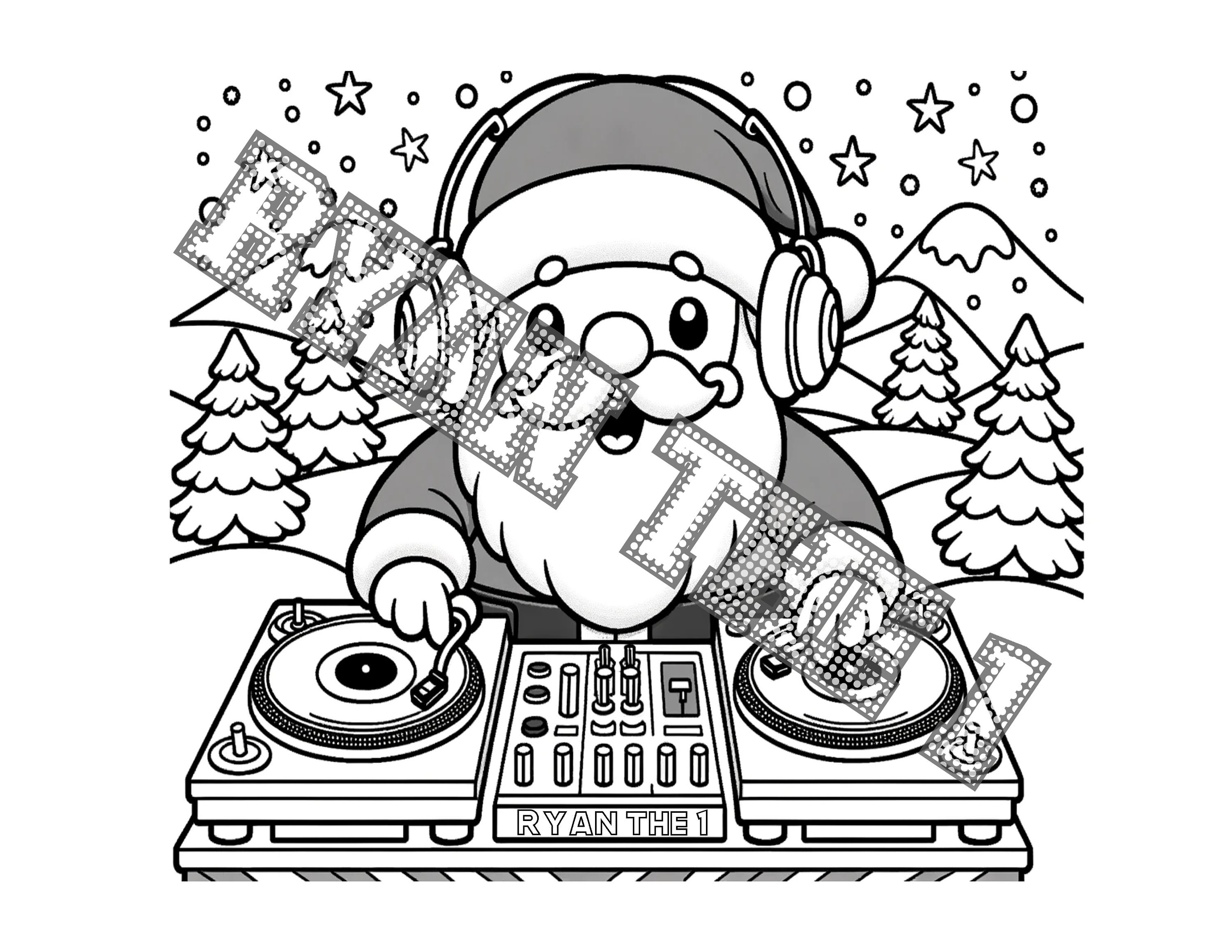 DJ Santa Claus Hip Hop Coloring Page by Ryan the 1. Hip Hop Christmas ...