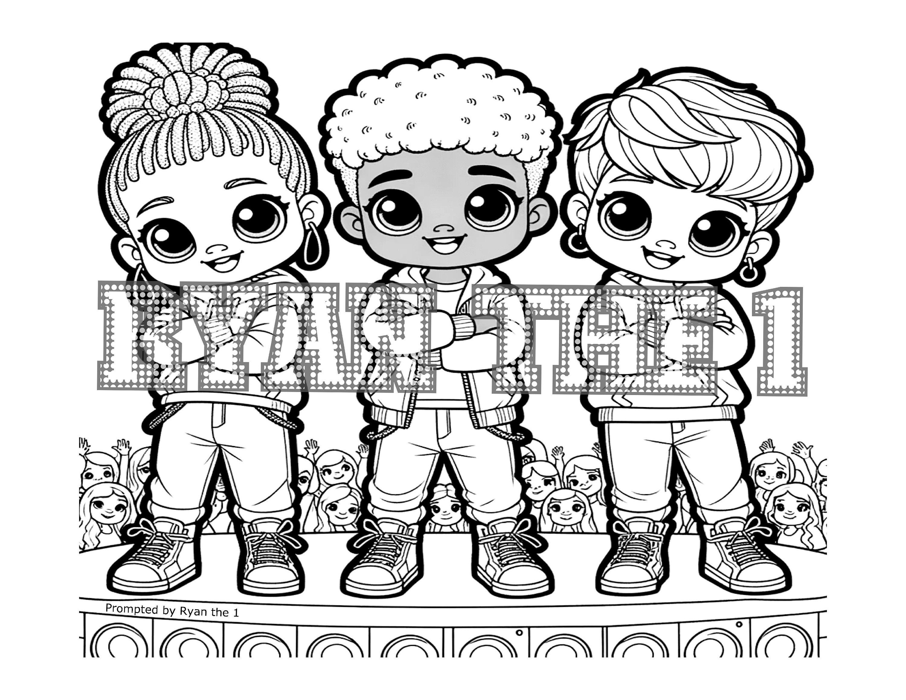 NEW Hip Hop Girls Coloring Page for Kids Hip Hop Girls on Stage. Hip ...