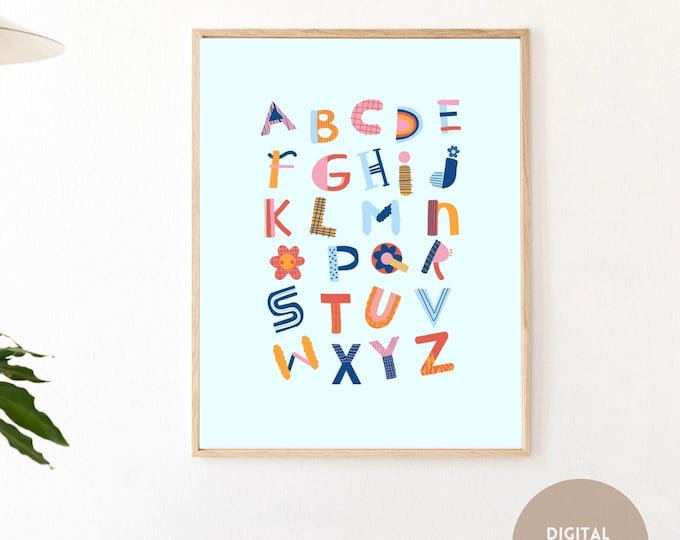 Alphabet Chart, Alphabet Poster, Printable Classroom Poster, 5 Sizes ...
