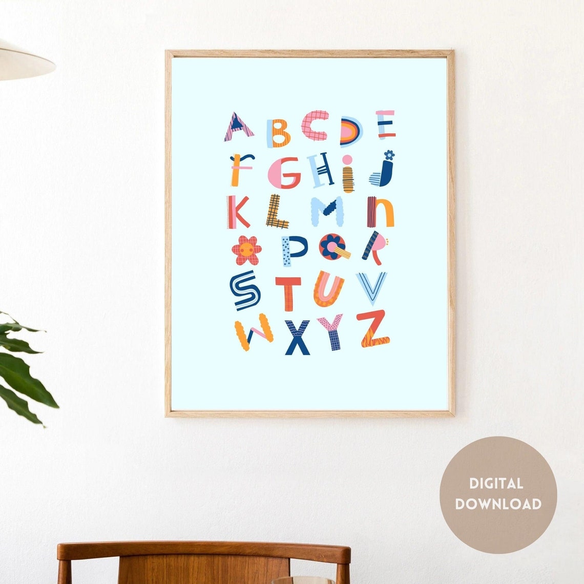 Rainbow Alphabet Poster, Handwriting Chart Print, Educational Wall Art ...
