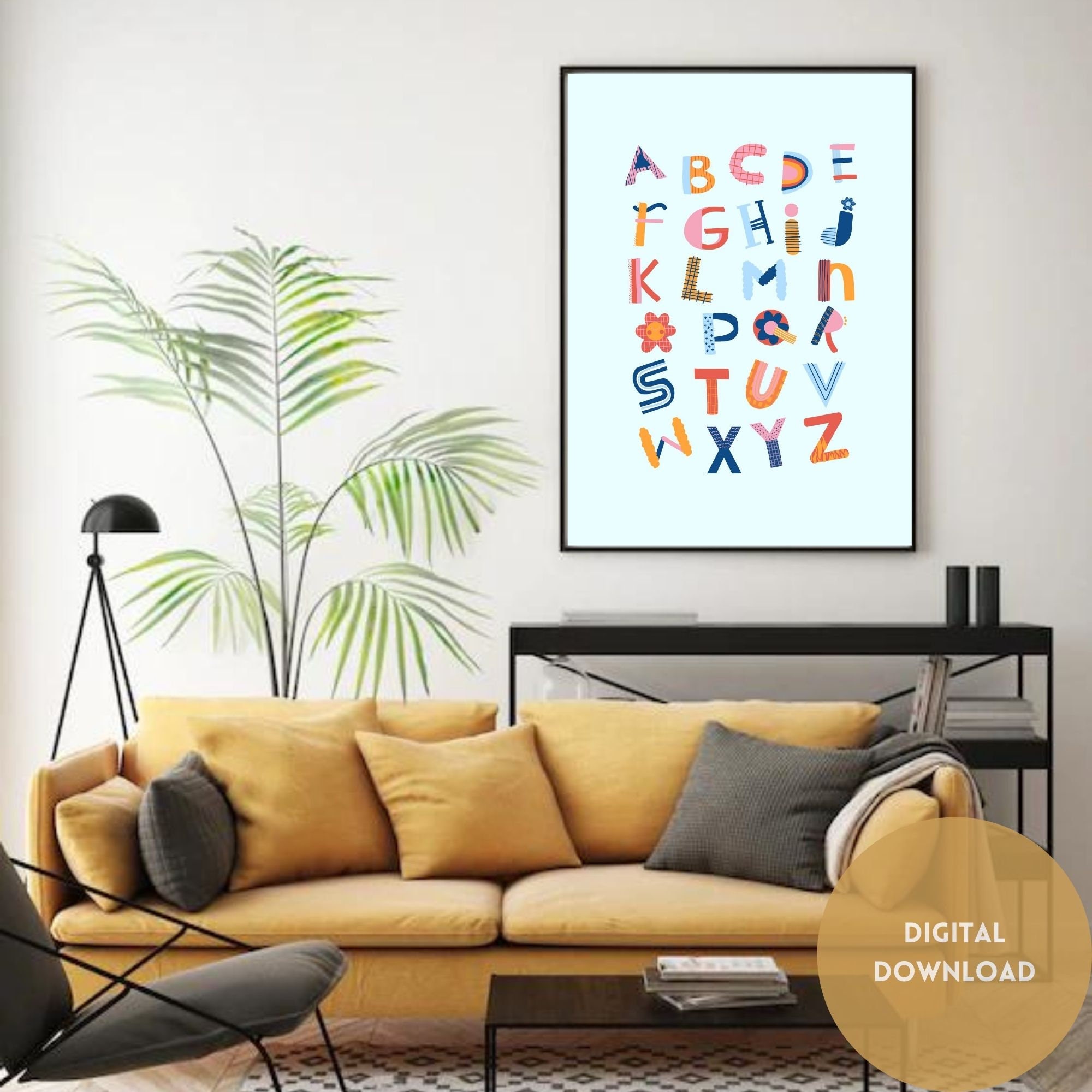 Rainbow Alphabet Poster, Handwriting Chart Print, Educational Wall Art ...