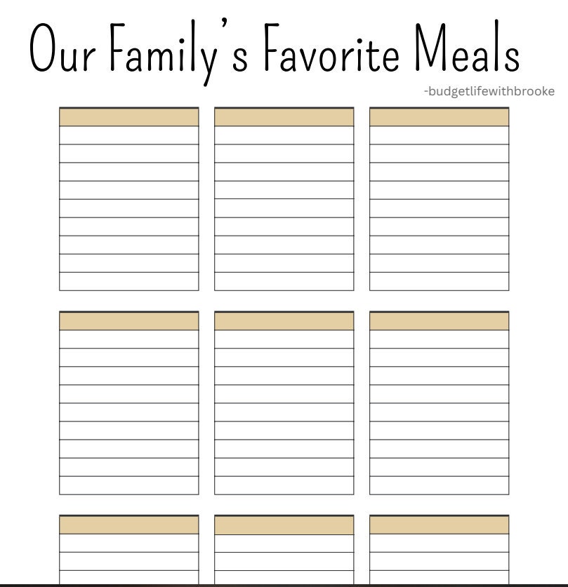 Monthly and Weekly Meal Plan Printable With Our Favorite Meals Sheets ...