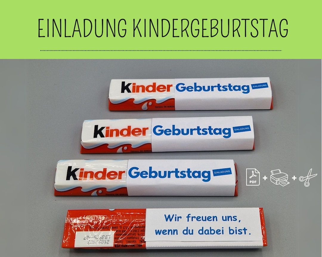 DIY Einladung Kindergeburtstag Banderole Kinderriegel Kinder Geburtstag ...