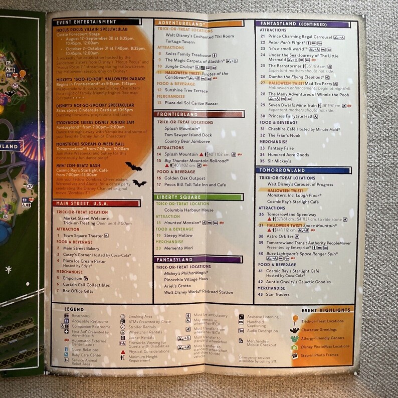 Mickeys Not so Scary Halloween Party Map '22 Magic Kingdom 20 Maps for ...