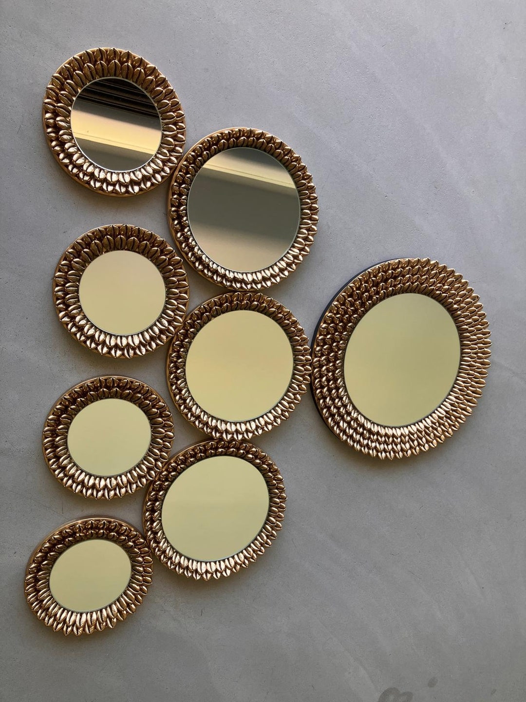 Gold, Silver or Natural Mirror in COWRY SHELLS - 3 Sizes Available ...