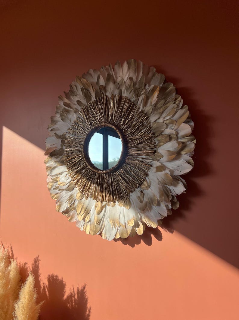 JUJUHAT Gold 55-60CM, Decoration in Natural White Feathers With Golden ...