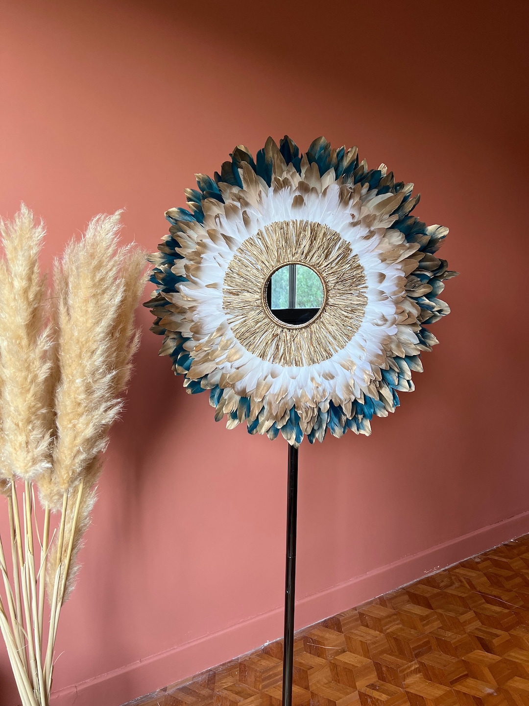 JUJUHAT 70CM Chic Decoration, Natural Feathers in Duck Blue Gold, Beige ...