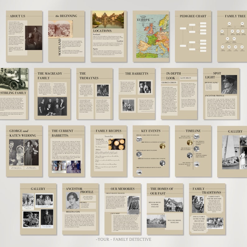 Family History Ancestry Book Template | Edit With Canva | A4 Size - Etsy