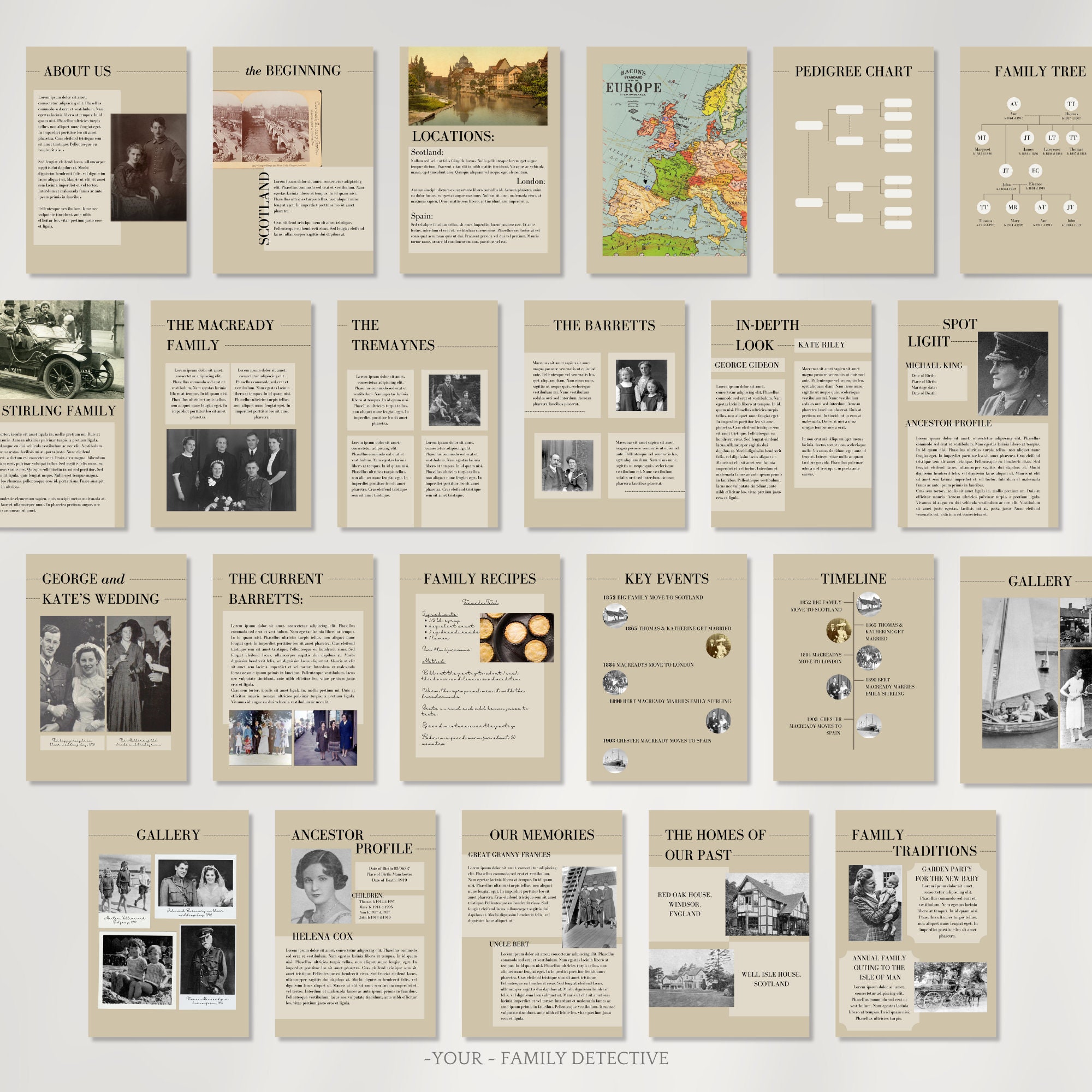 Family History Ancestry Book Template | Edit With Canva | A4 Size - Etsy