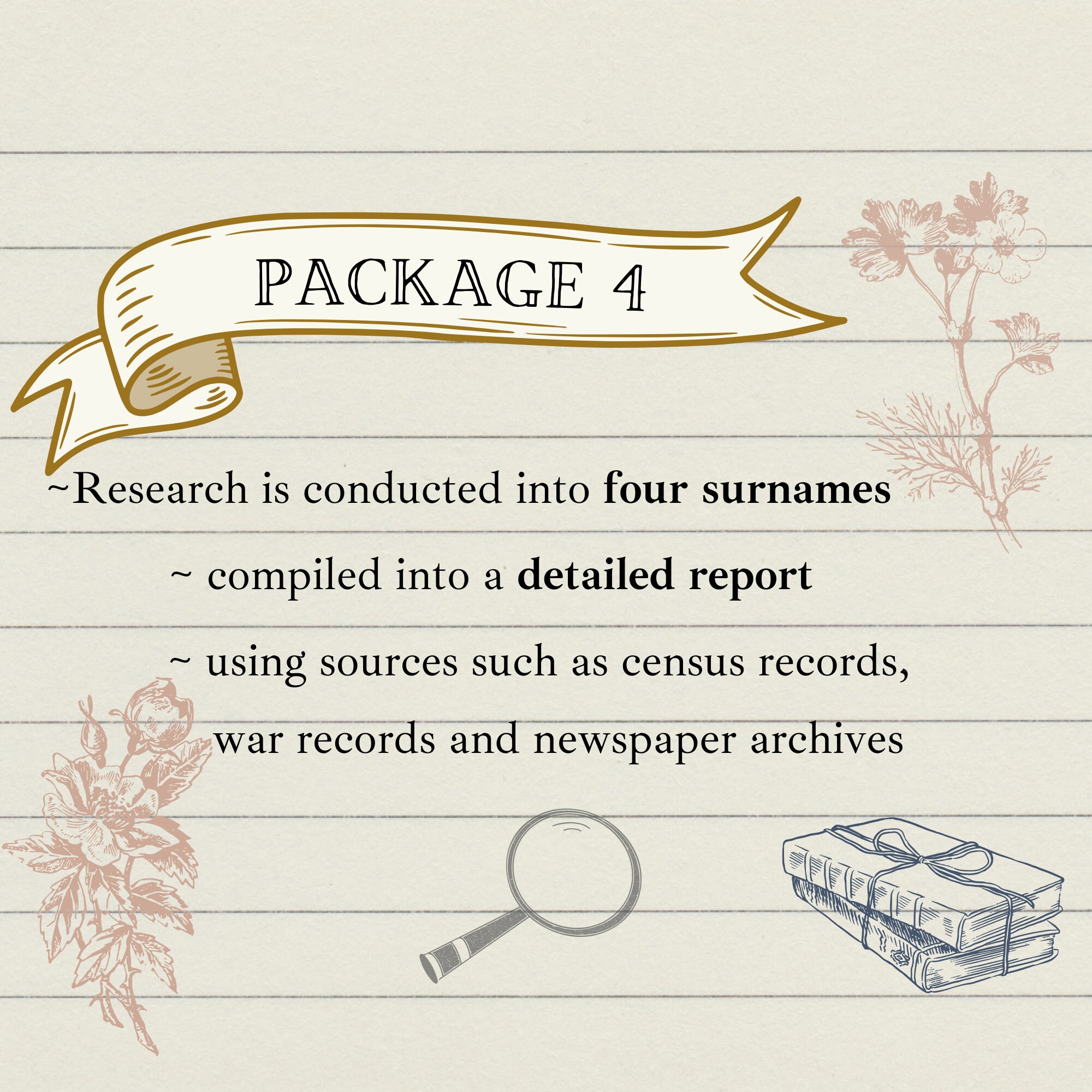 Genealogy Research Package 4 | Family History Report and Tree - Etsy