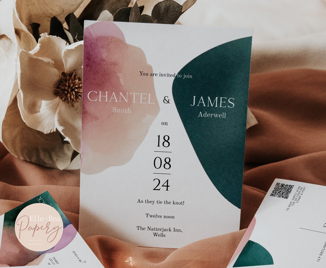 Modern Abstract Art Wedding Invitation Template | Modern Minimalist ...