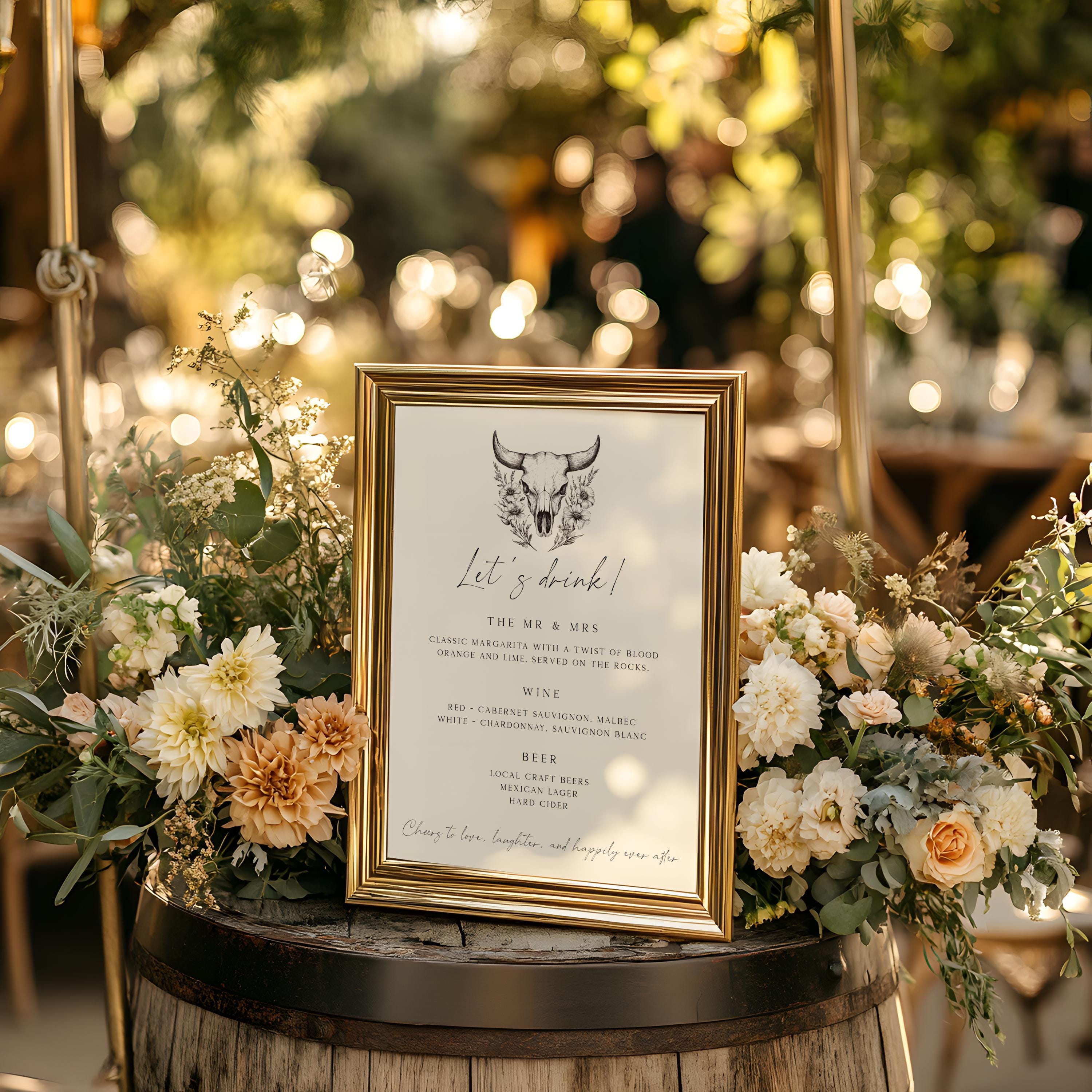 Western Wedding Drink Sign, Drink Menu Sign, Bar Sign, Country Wedding ...