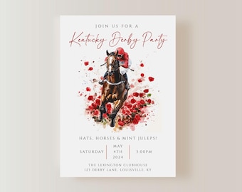 Kentucky Derby Party Invitation, Run for the Roses, Derby Party ...