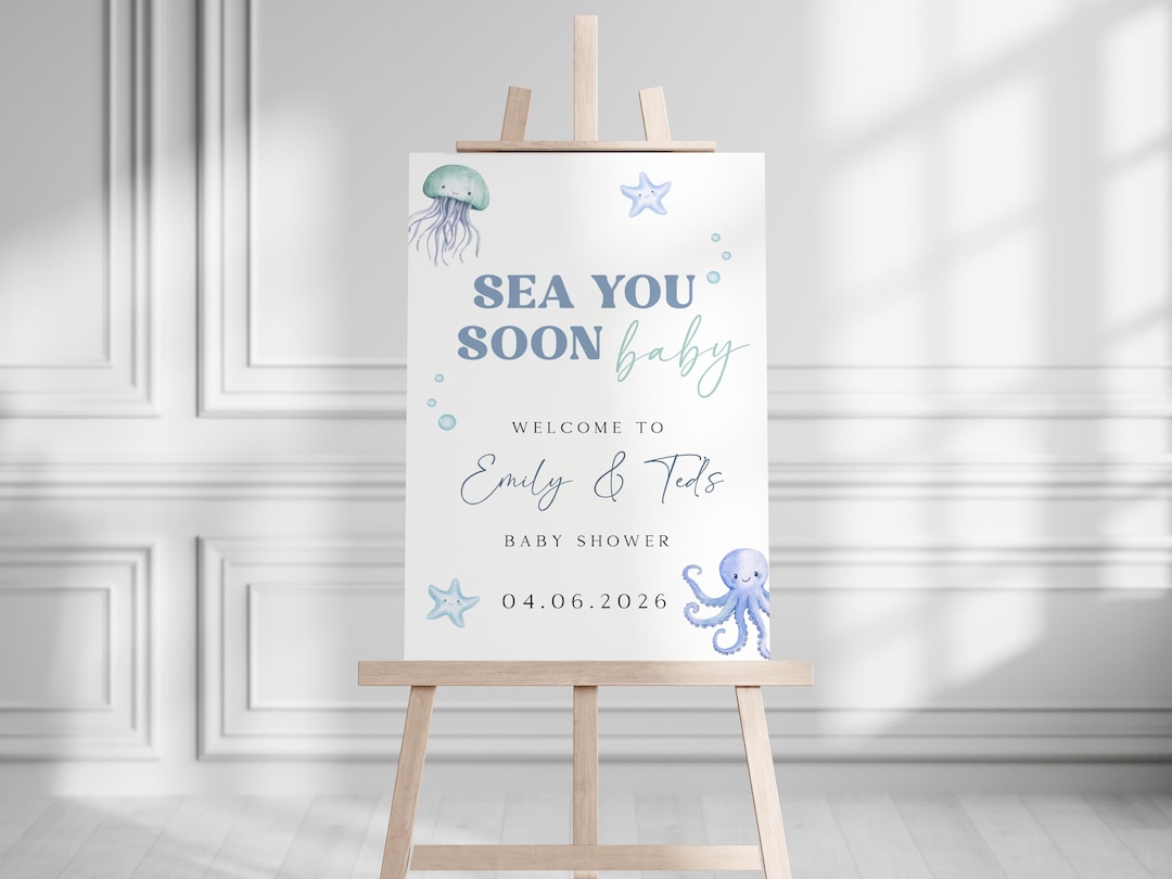 Sea You Soon Baby Shower Welcome Sign, Ocean Baby Shower Decor, Under ...