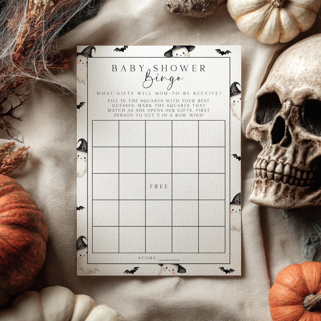 A Little Boo is Almost Due Baby Shower Bingo, Spooky Baby Shower, Baby ...