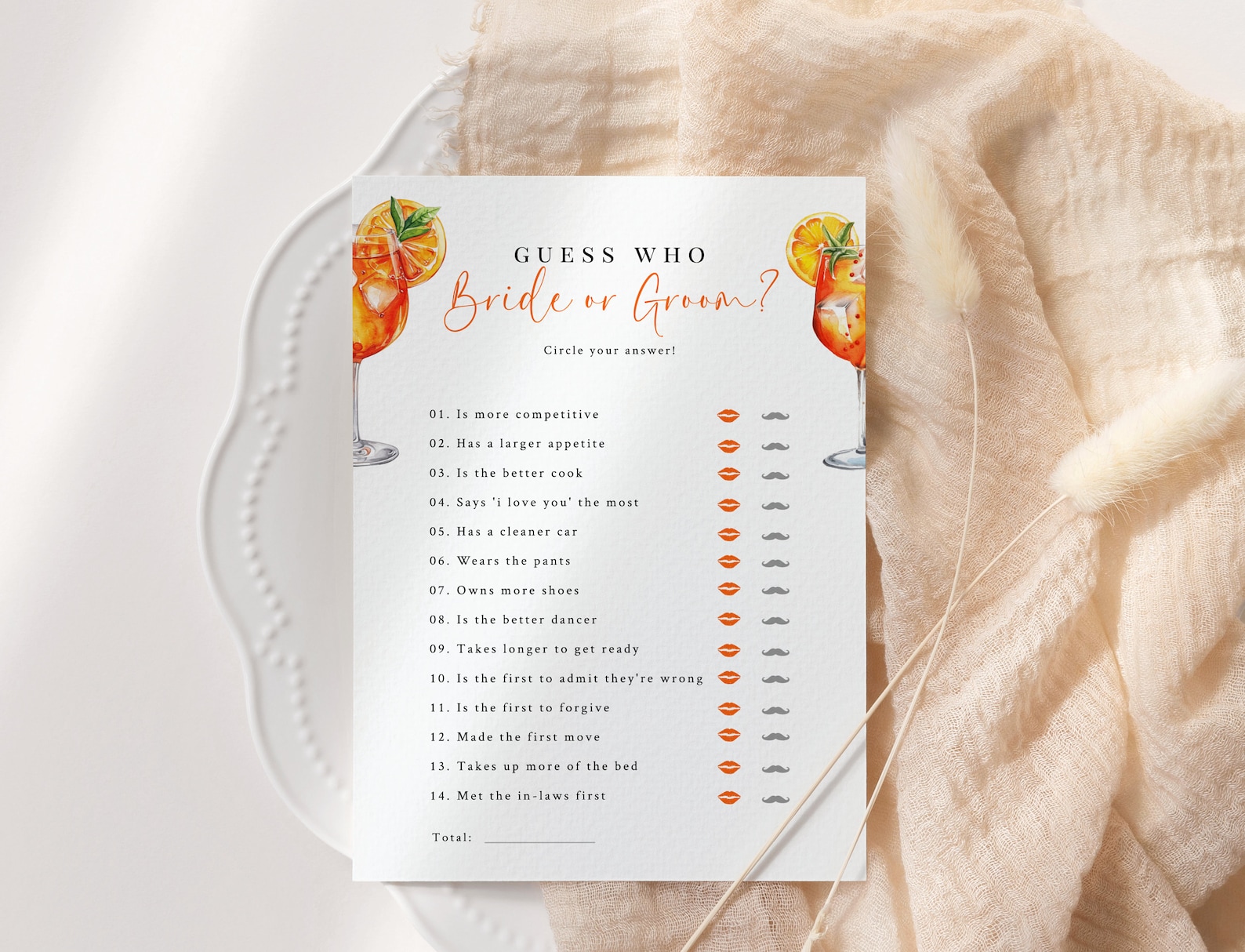 Aperol Spritz Bridal Shower Game Template, Guess Who Bride or Groom ...