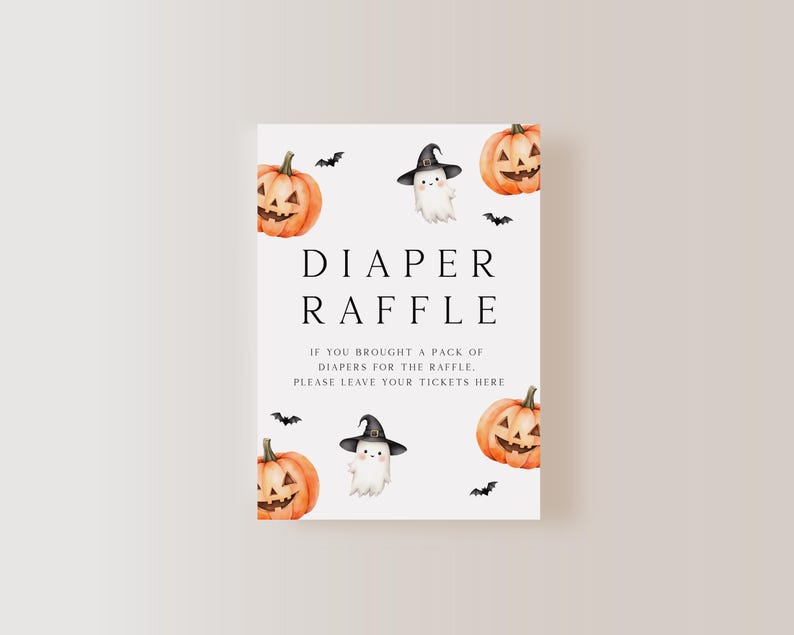 Diaper Raffle Sign Halloween, Cute Ghost Baby Shower Template ...
