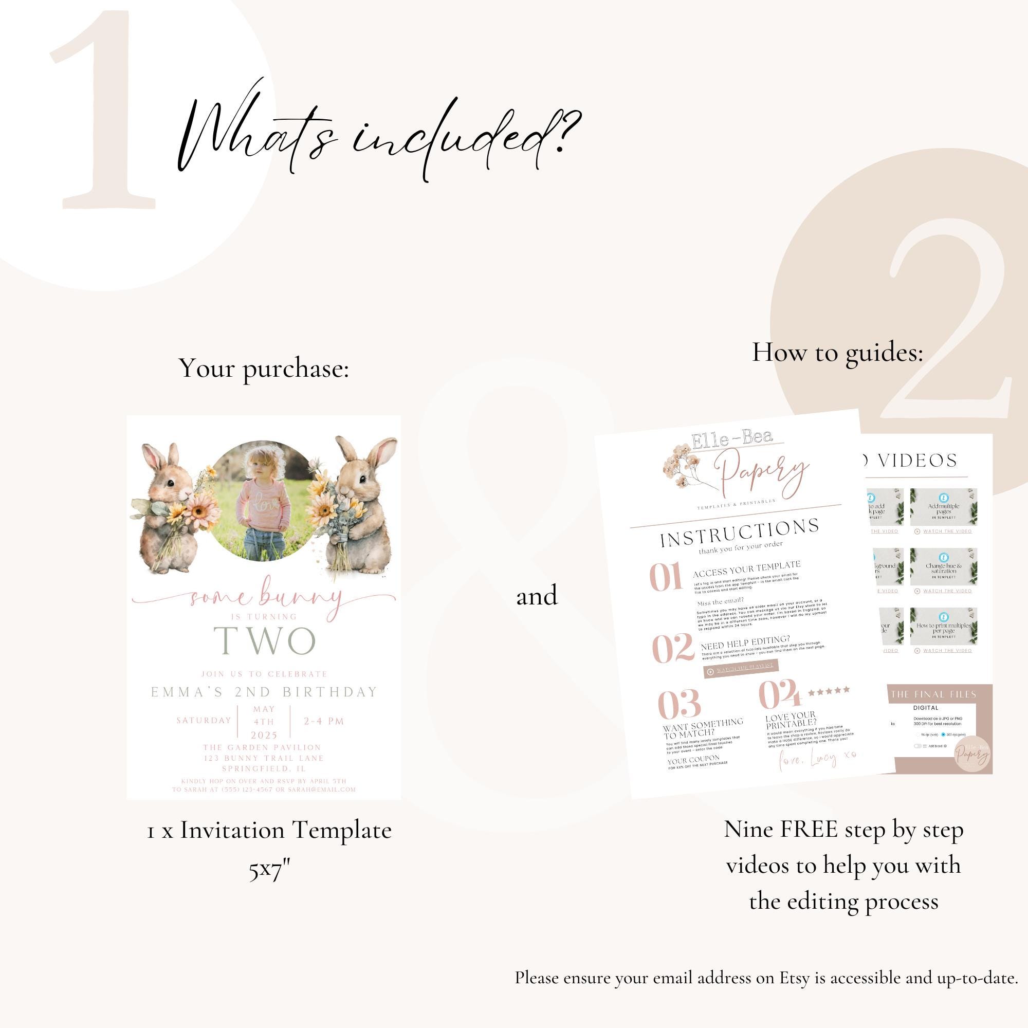 Some Bunny is Turning Two Birthday Invitation Template, Editable 2nd ...