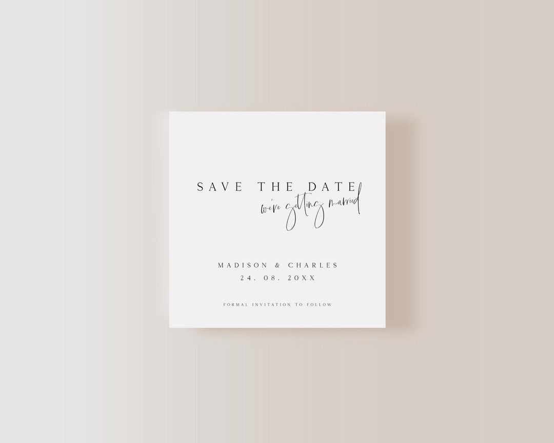 Minimalist Square Save the Date, Square Design, Editable Template ...