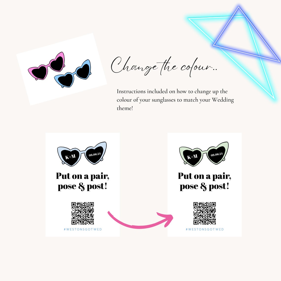 Love Heart Sunglasses Sign, Put on a Pair and Pose Sign, Heart ...