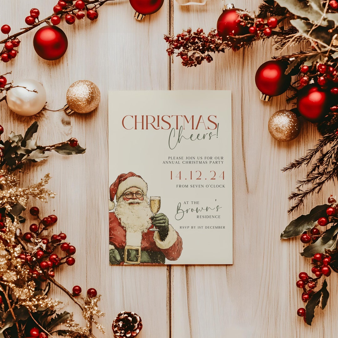 Editable Christmas Party Invitation Template, Annual Holiday Party ...