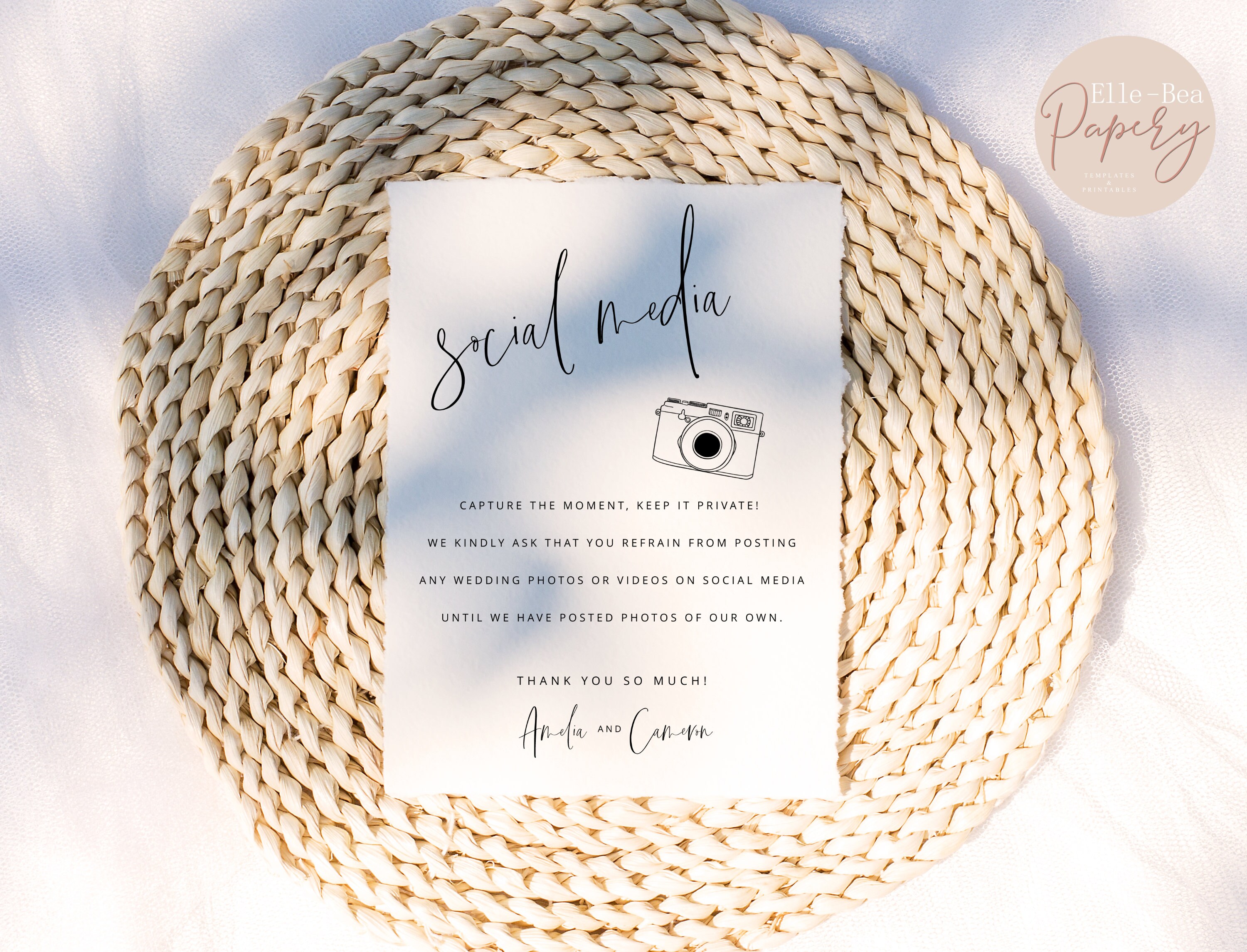 Wedding Social Media Sign Template, No Social Media Wedding Sign ...