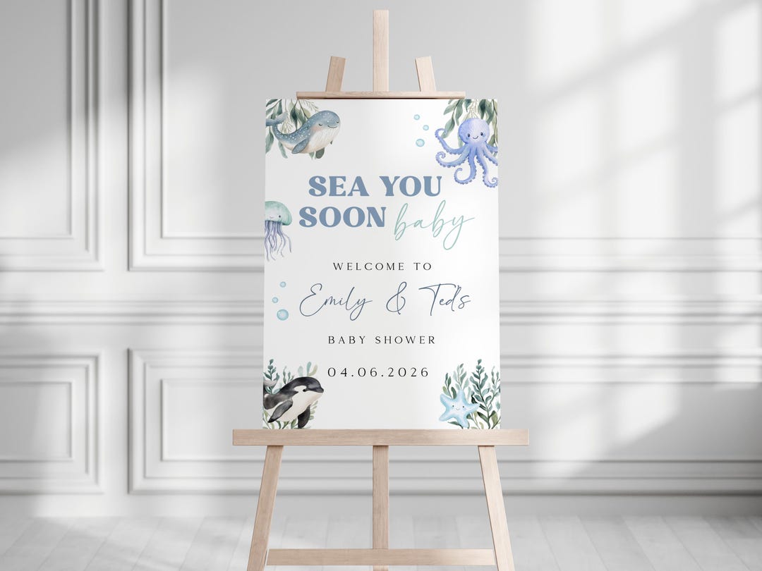 Sea You Soon Baby Shower Welcome Sign, Ocean Baby Shower Decor, Under ...
