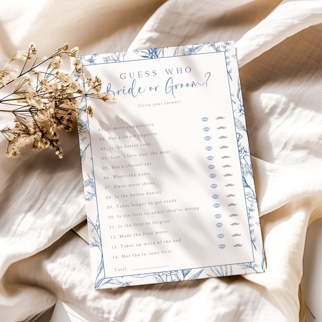 Guess Who - Bride or Groom Bridal Shower Game, Something Blue Before I ...