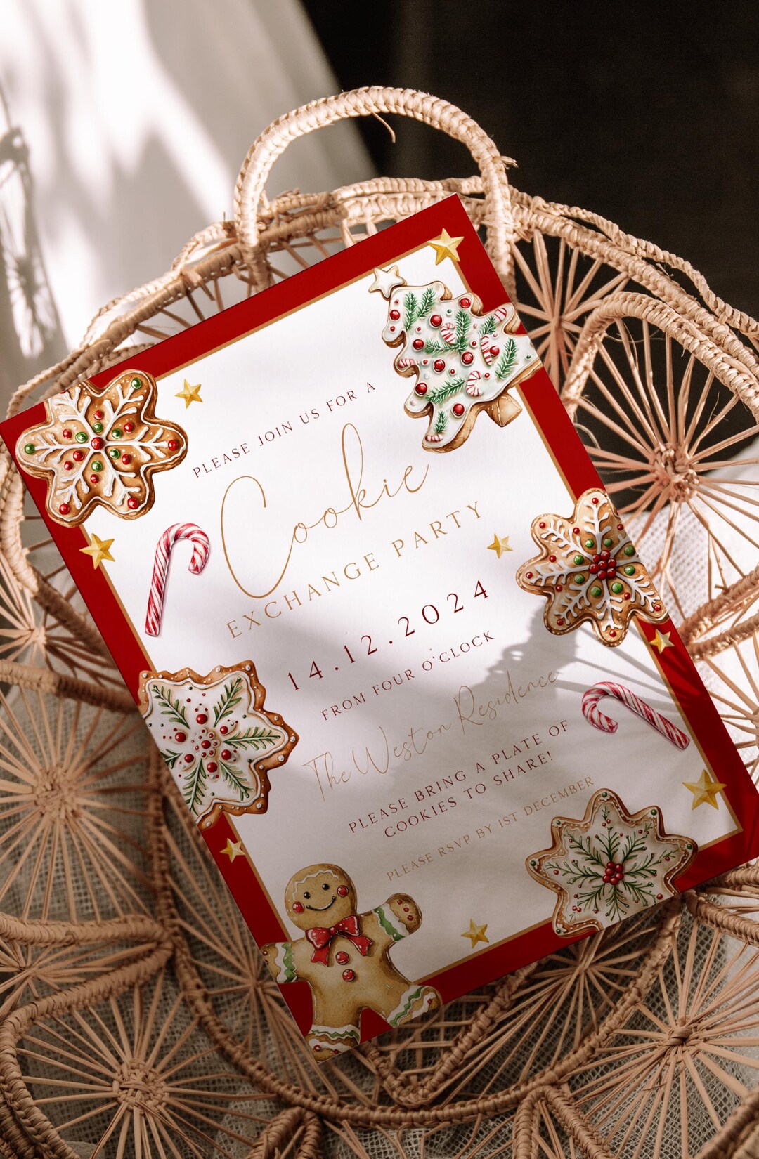 Editable Cookie Exchange Invitation, Christmas Cookie Party Invite ...