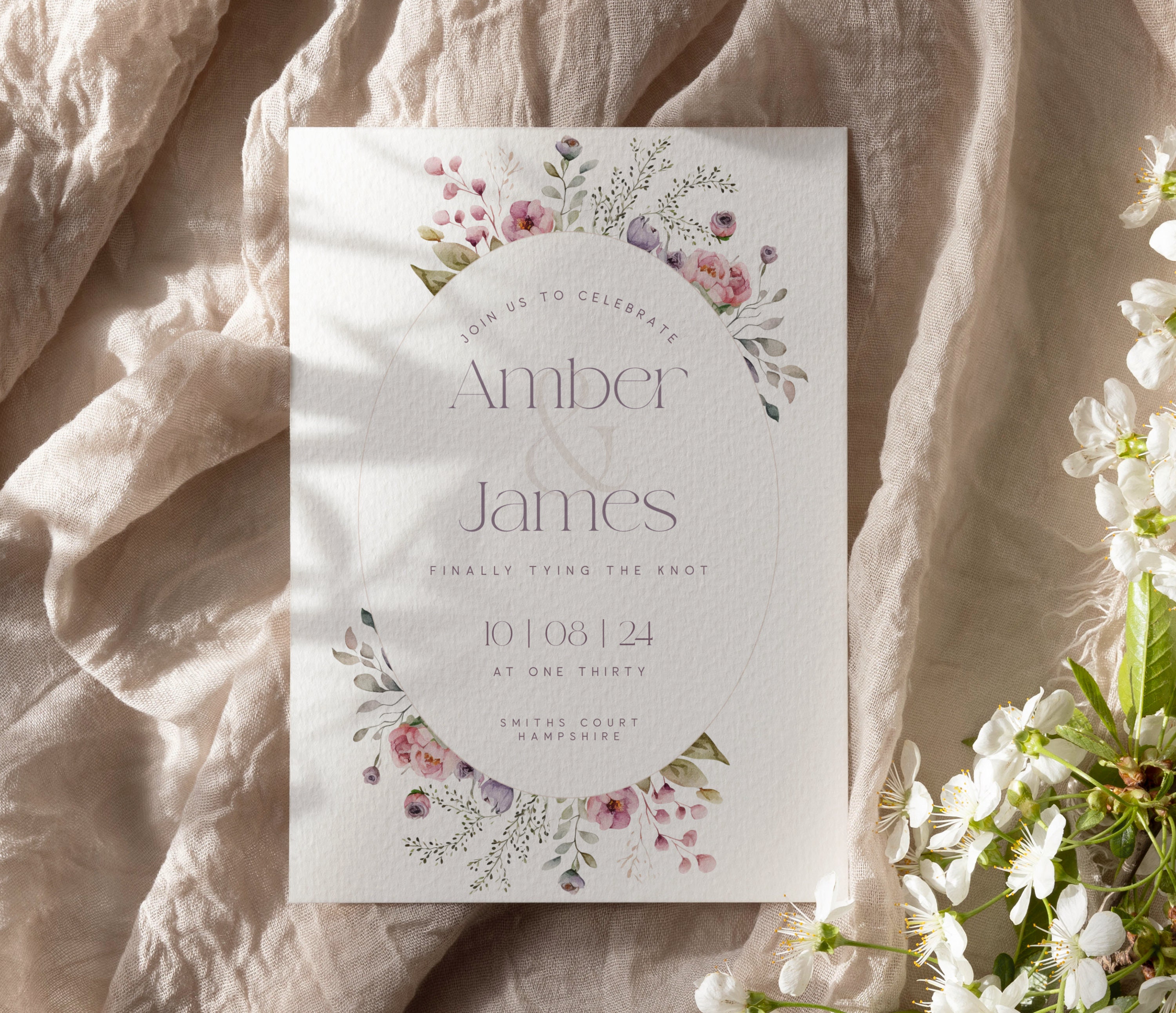 Spring Floral Wedding Invitation Template, Editable Wildflower Invite ...
