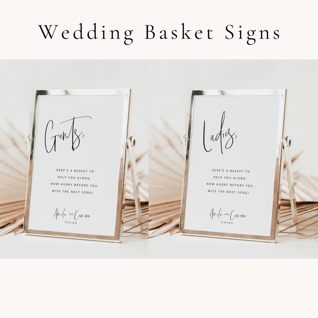 Minimalist Wedding Bathroom Basket Sign Template, Bathroom Sign for ...