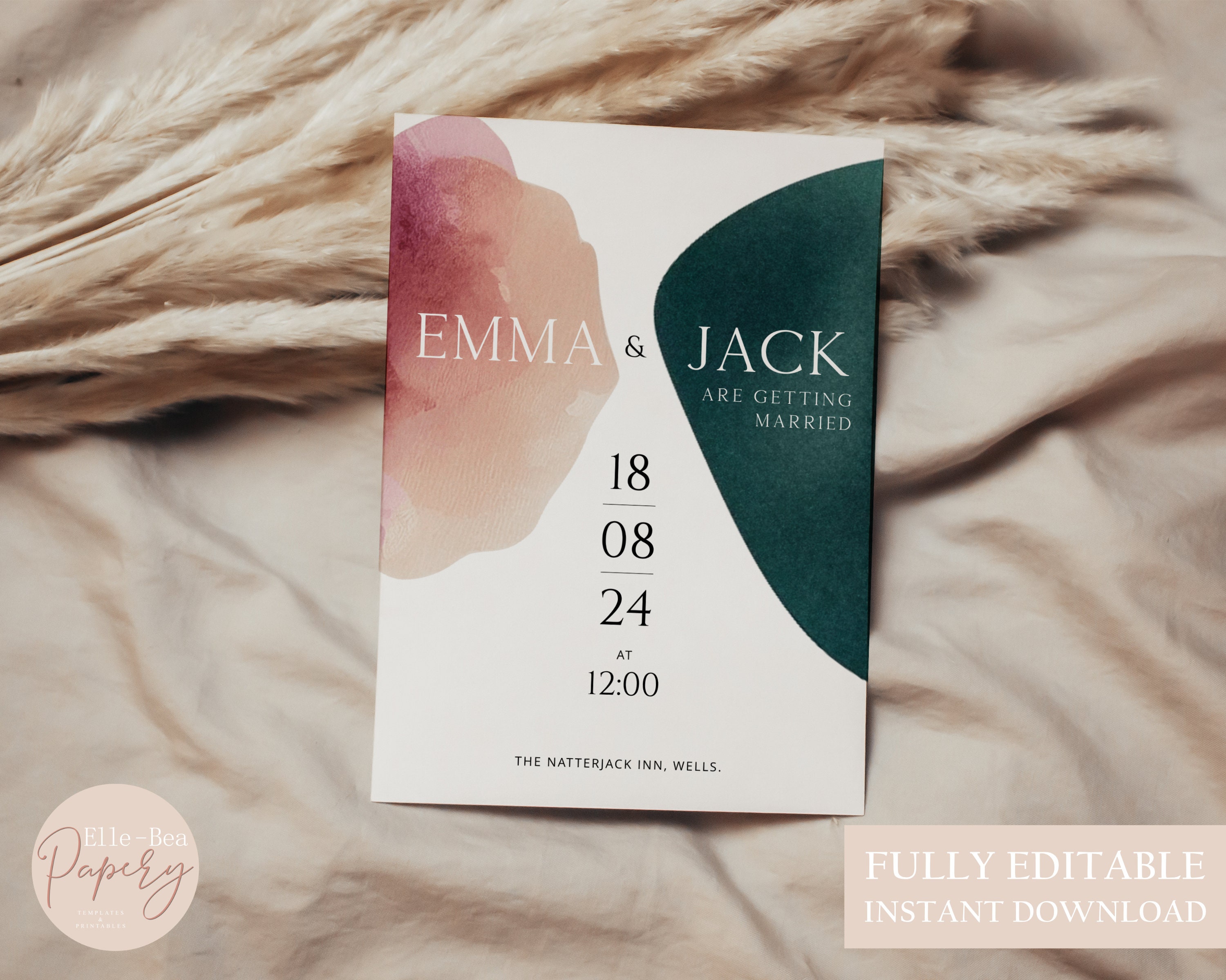 Modern Abstract Art Wedding Invitation Template Modern Minimalist ...