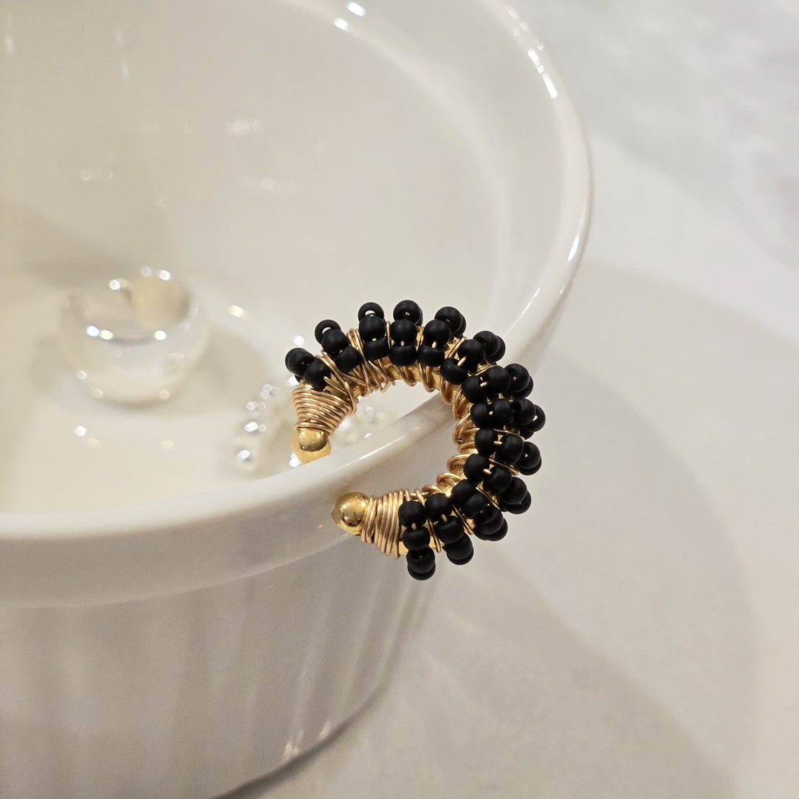 Bold Earcuff Colores, Trendy Beaded Earcuff No Piercing, Gold Plated Earcuffs, Chunky Earcuff ...