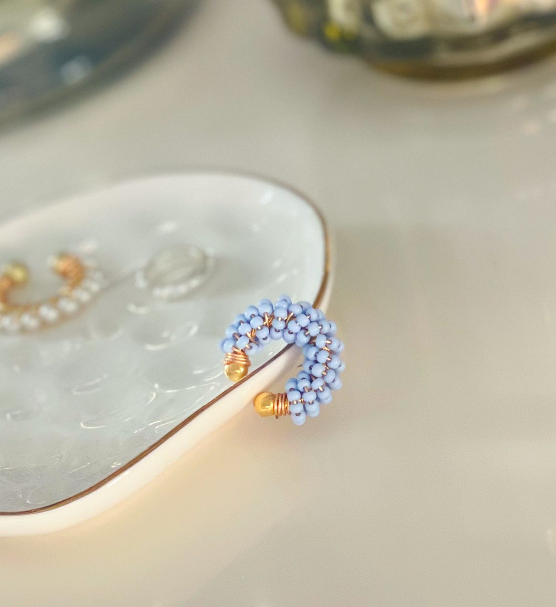 Bold Earcuff Colores, Trendy Beaded Earcuff No Piercing, Gold Plated Earcuffs, Chunky Earcuff ...