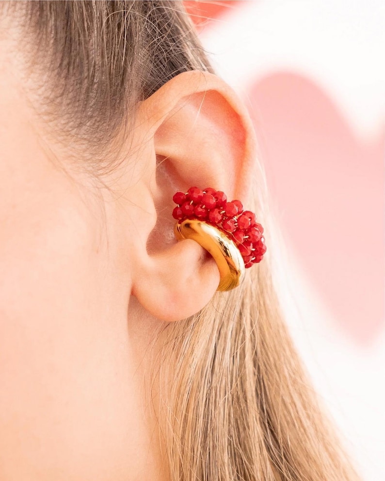 Bold Earcuff Colores, Trendy Beaded Earcuff No Piercing, Gold Plated ...