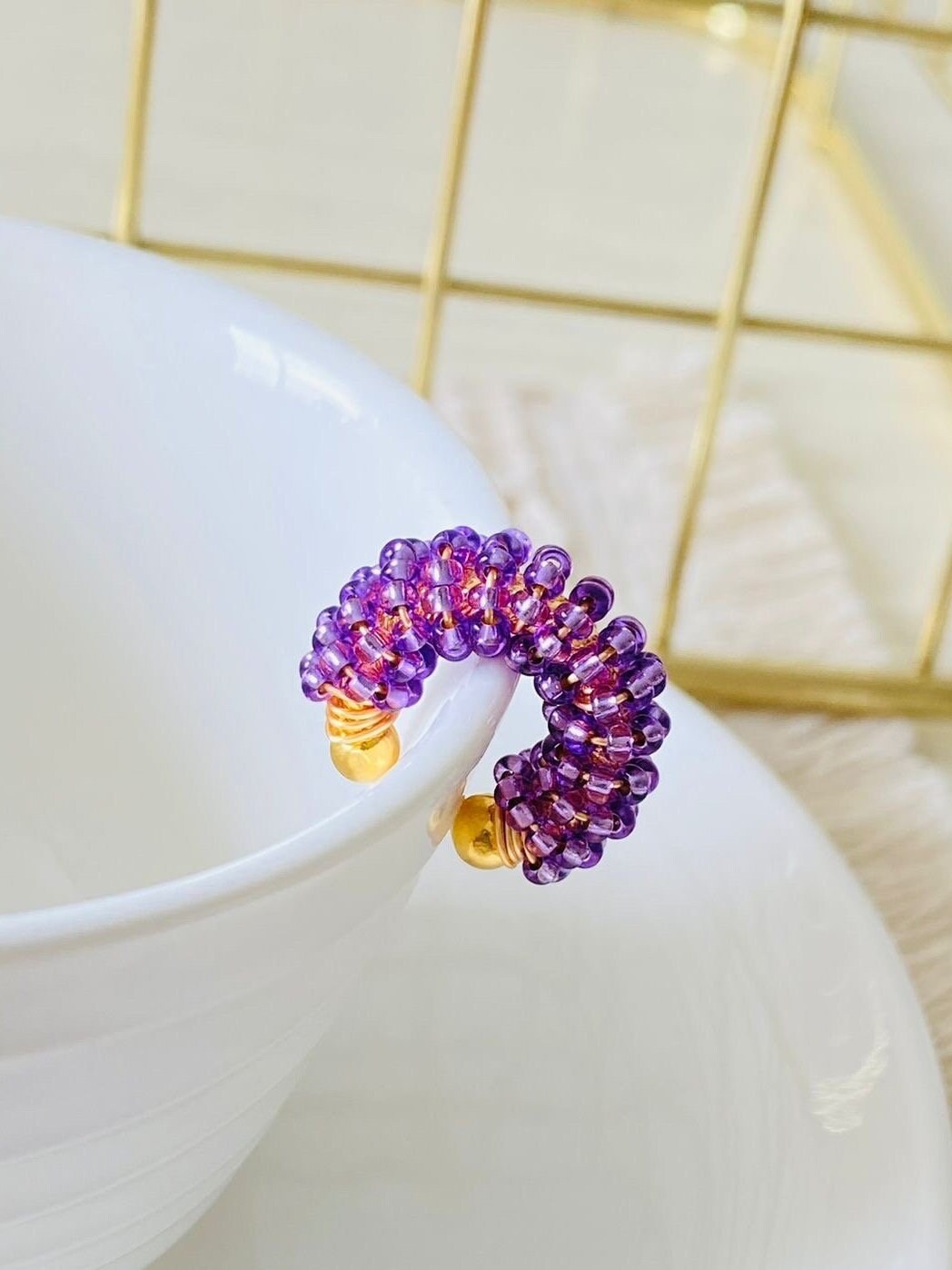 Bold Earcuff Colores, Trendy Beaded Earcuff No Piercing, Gold Plated ...