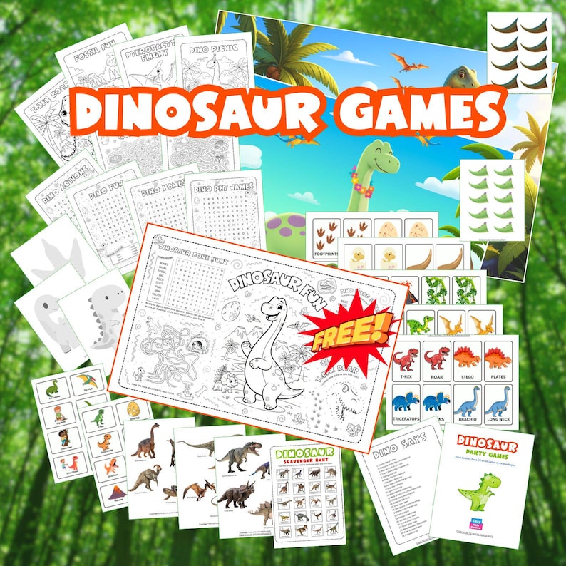 Dinosaur Party Games & Activity Sheets: Mazes, Coloring Sheets ...