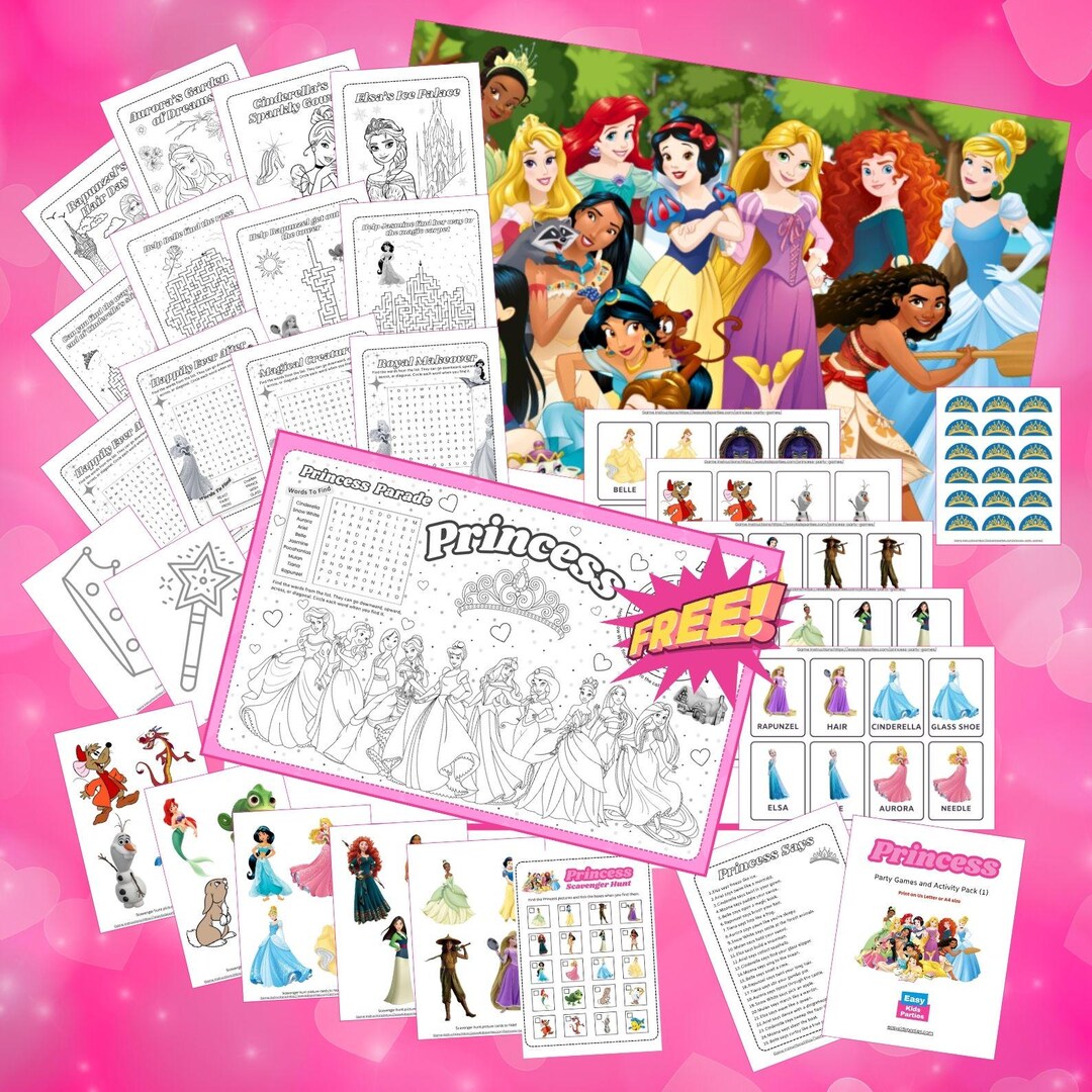 Princess Party Games & Activity Sheets: Coloring Pages, Mazes (PDF ...