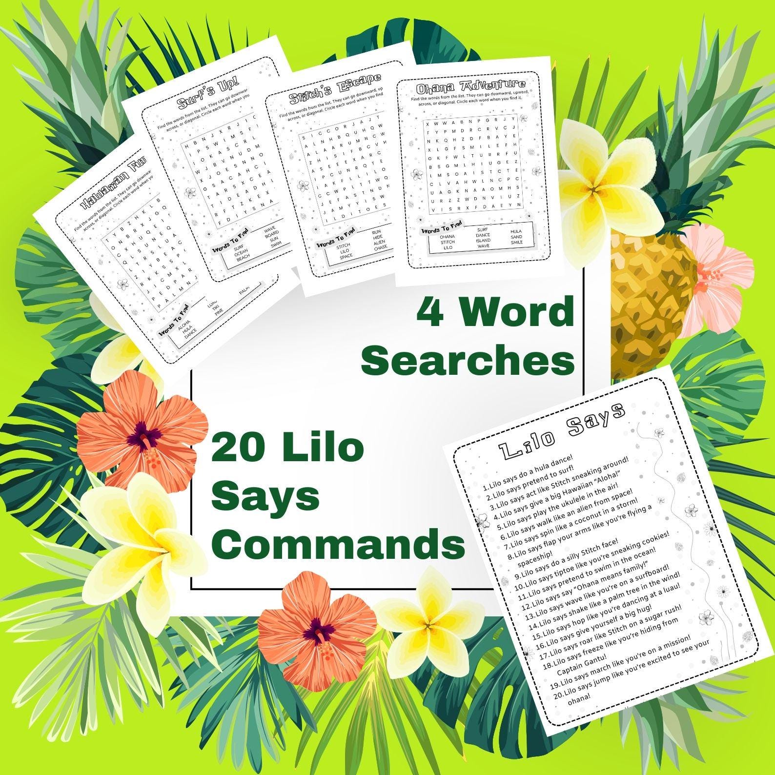 Lilo & Stitch Party Activity Pack: Coloring, Mazes, Charades (instant ...