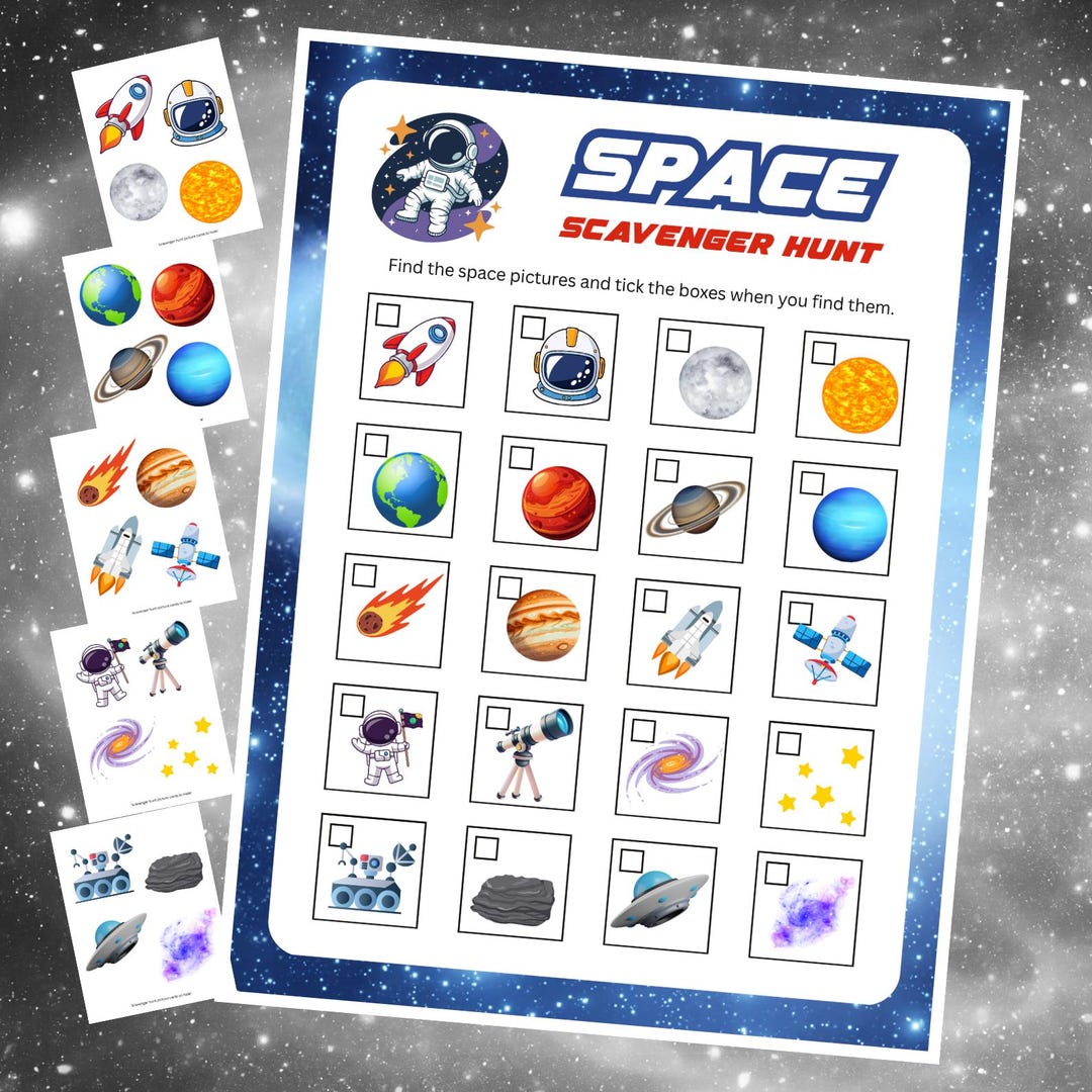 Space Scavenger Hunt Game | Outer Space Birthday Party (digital ...
